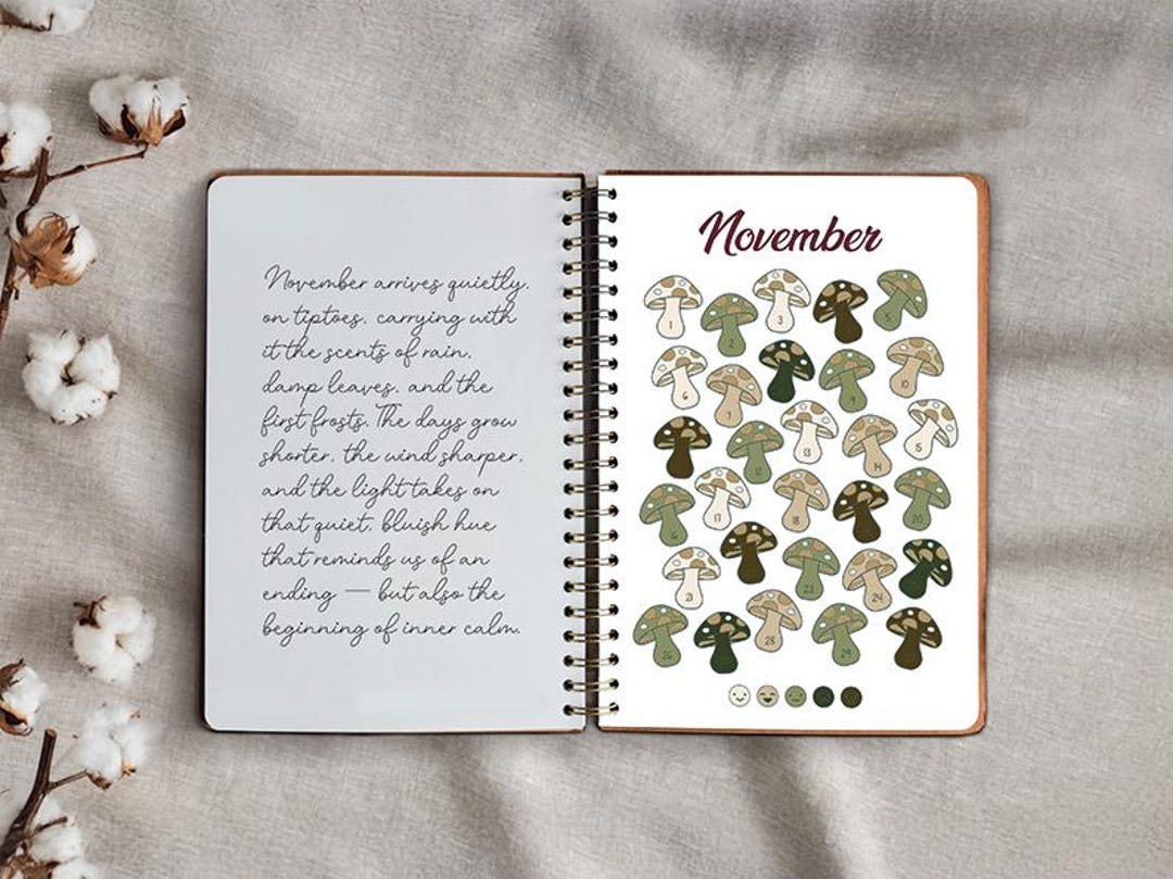 November Journal | Printable Monthly Planner | Mood & Self-reflection ...