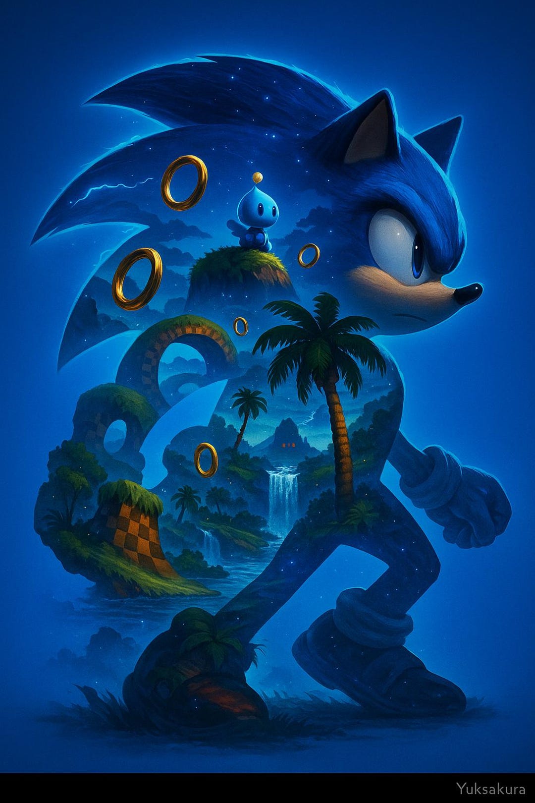 Sonic the Hedgehog, Digital Print, Movie Poster, Game Art, Pixelated ...