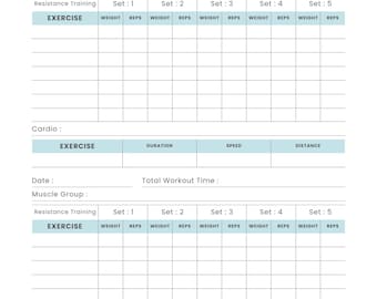 Fitness Workout Log - Etsy