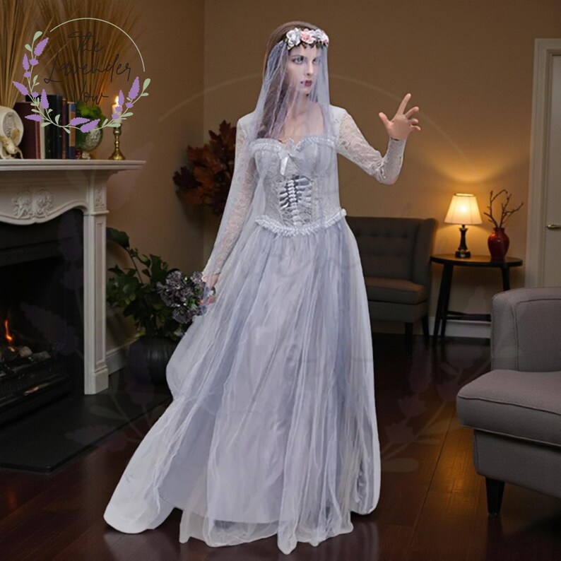 Ladies Ghost Bride Halloween Cosplay Dress | Spooky Corpse Bride ...
