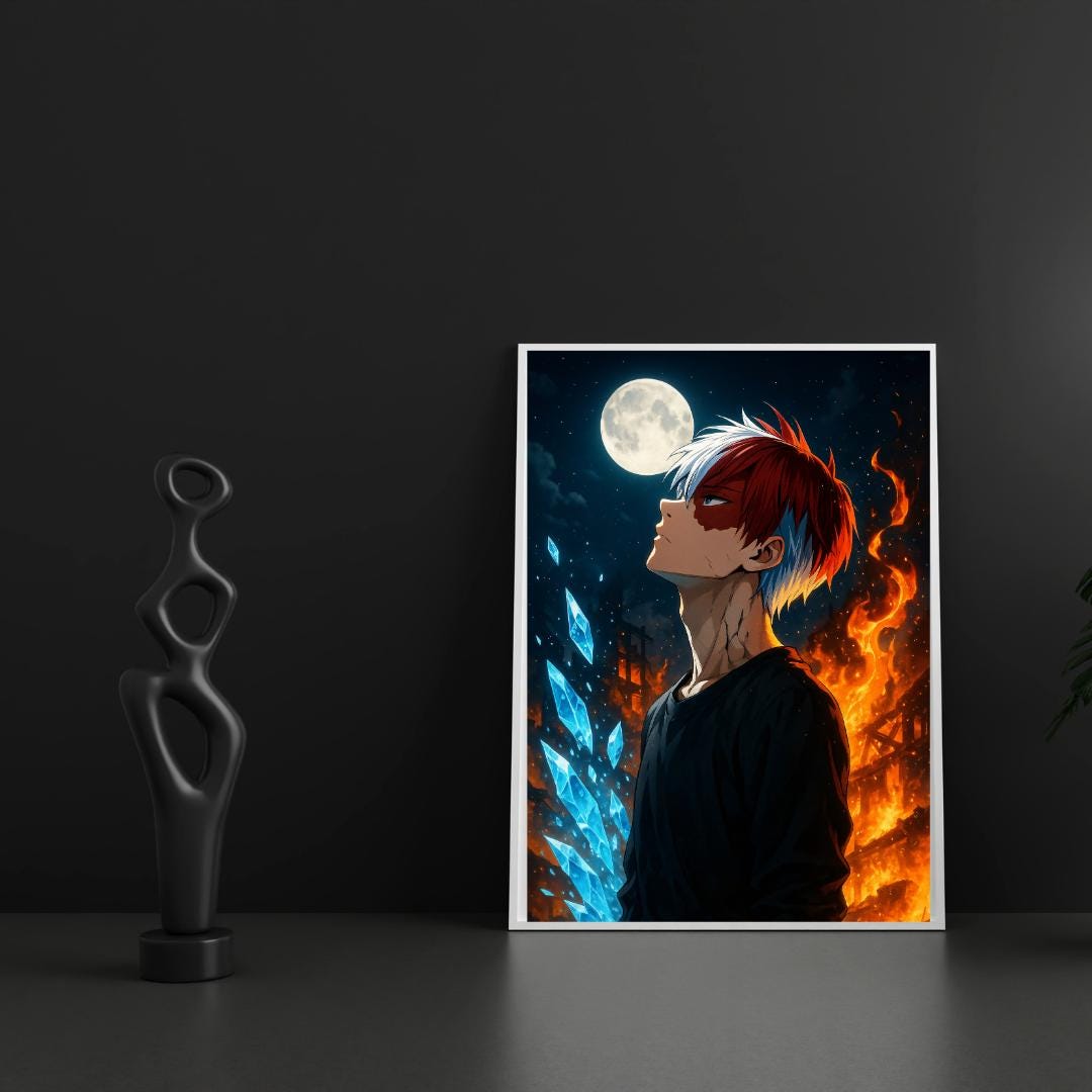 Shoto Poster – Dual Eclipse | My Hero Academia Anime Print | Fire and ...