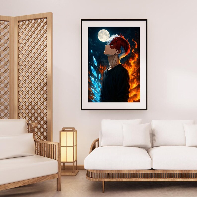 Shoto Poster – Dual Eclipse | My Hero Academia Anime Print | Fire and ...