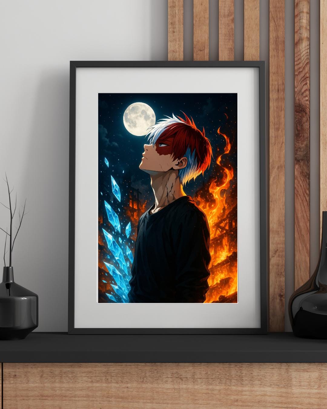 Shoto Poster – Dual Eclipse | My Hero Academia Anime Print | Fire and ...