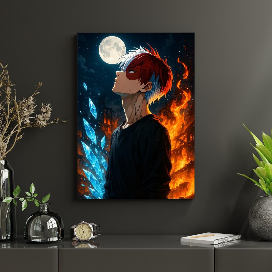 Shoto Poster – Dual Eclipse | My Hero Academia Anime Print | Fire and ...