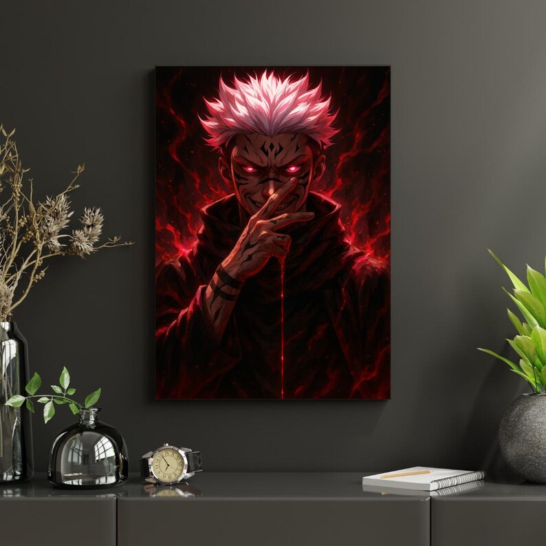Sukuna Poster – Crimson Dominion | Jujutsu Kaisen Anime Print | Digital ...