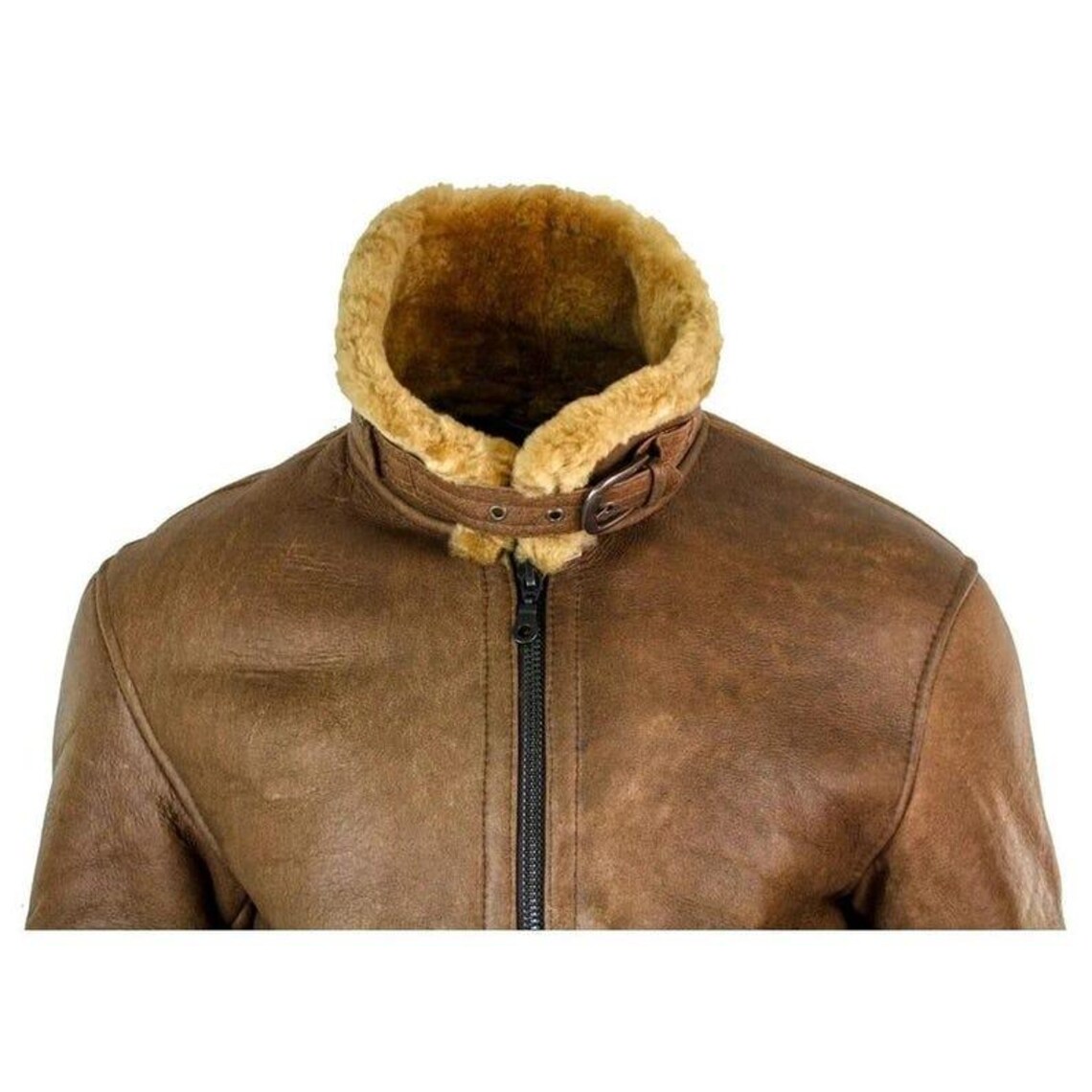 Men's Sheepskin RAF Pilot Flight Jacket Shearling Fur Lined Leather ...