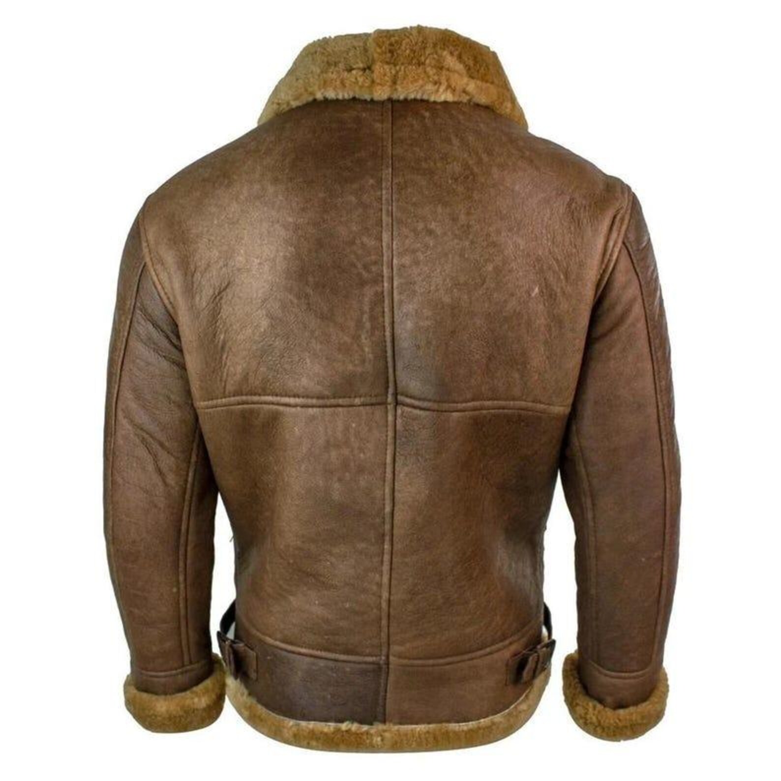 Men's Sheepskin RAF Pilot Flight Jacket Shearling Fur Lined Leather ...