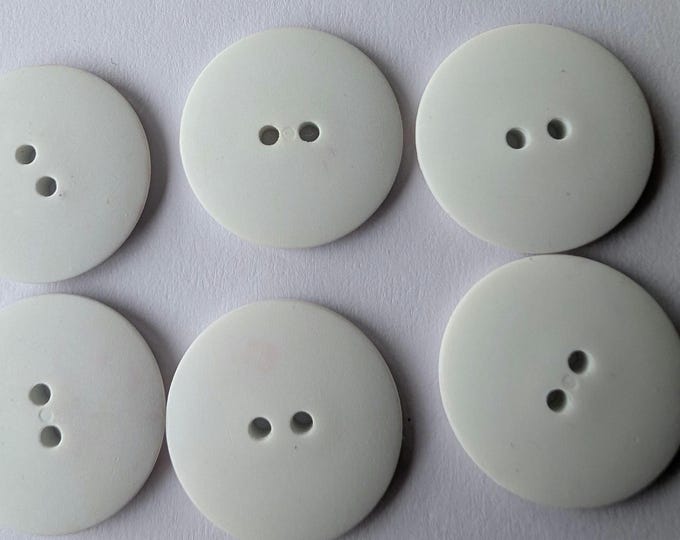 6 X 30mm Large Disc Polyester White Buttons With 2 Sewing Holes - Etsy