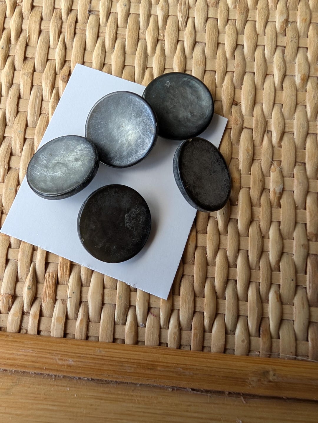 5 Vintage Celluloid Dark Grey Buttons 18mm Shank Backed - Etsy