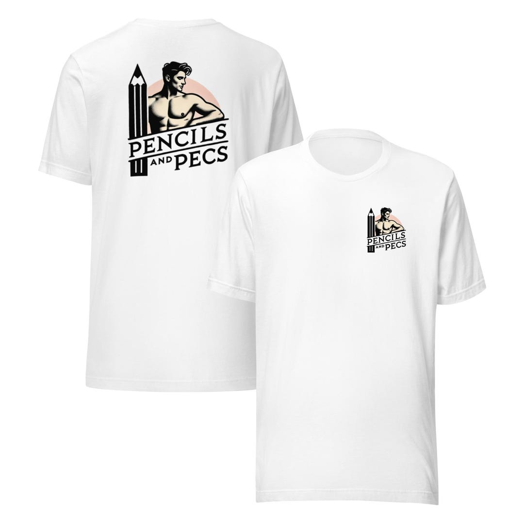 Pencils and Pecs Back Logo T-shirt - Etsy