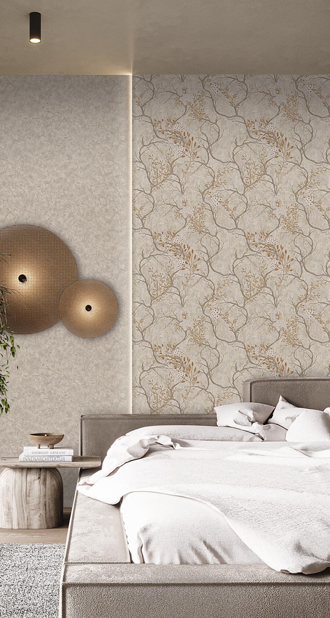 Elegant Brown-bronze Tree Branches Wallpaper - Luxury Vinyl Wall ...