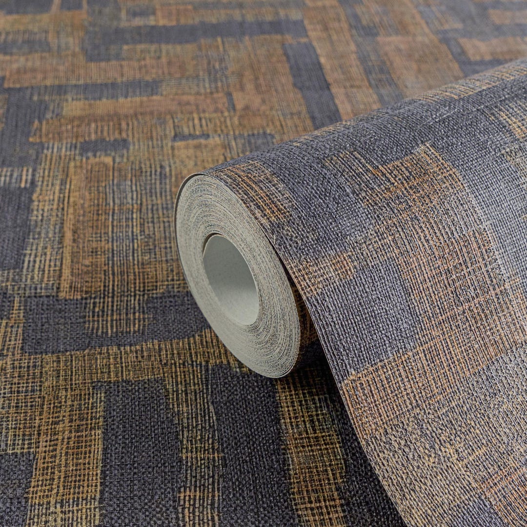 Modern Rustic Textured Dark Metallic Wallpaper 3d Vinyl Geometric ...
