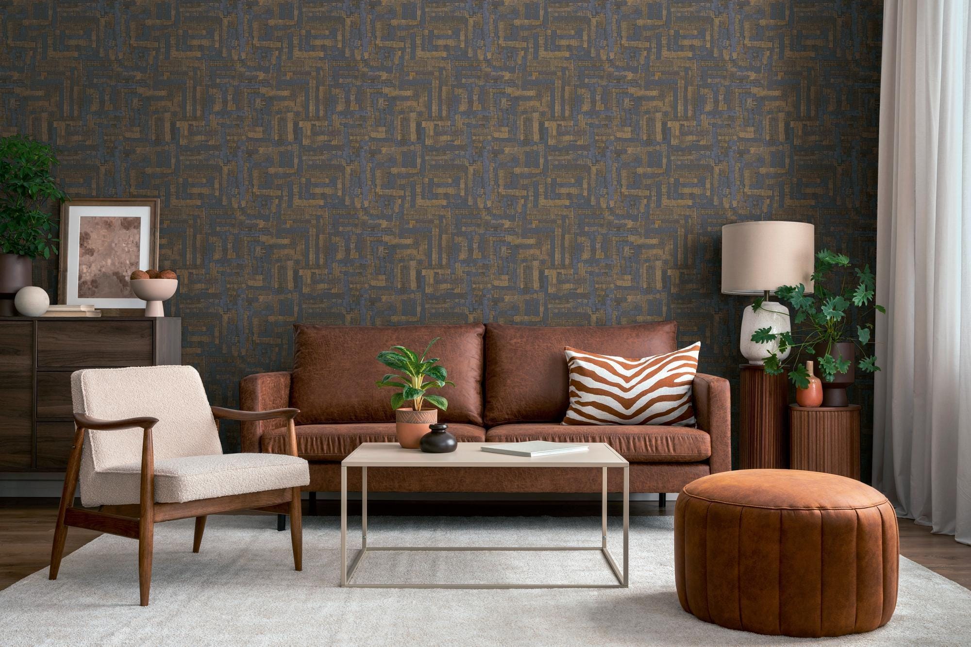 Modern Rustic Textured Dark Metallic Wallpaper 3d Vinyl Geometric ...