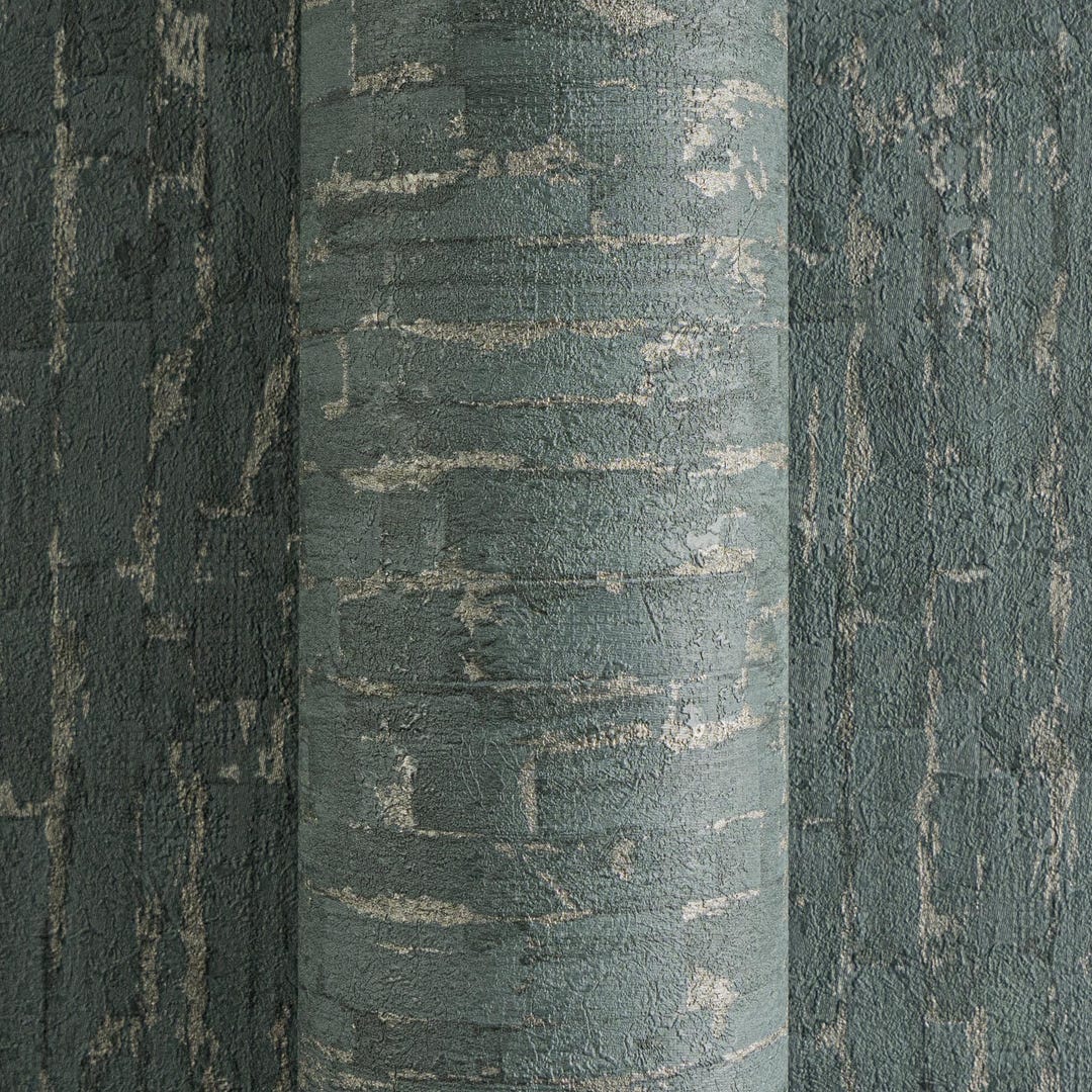 Deep Green Bronze Rustic Textured Contemporary Wallpaper Faux Geometric ...