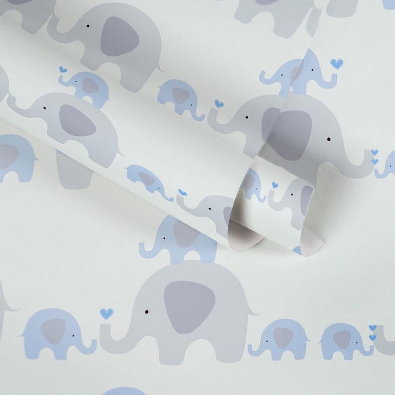 Nursery Kids Textured Baby Room Modern Wallpaper Boys Elephant Fun ...
