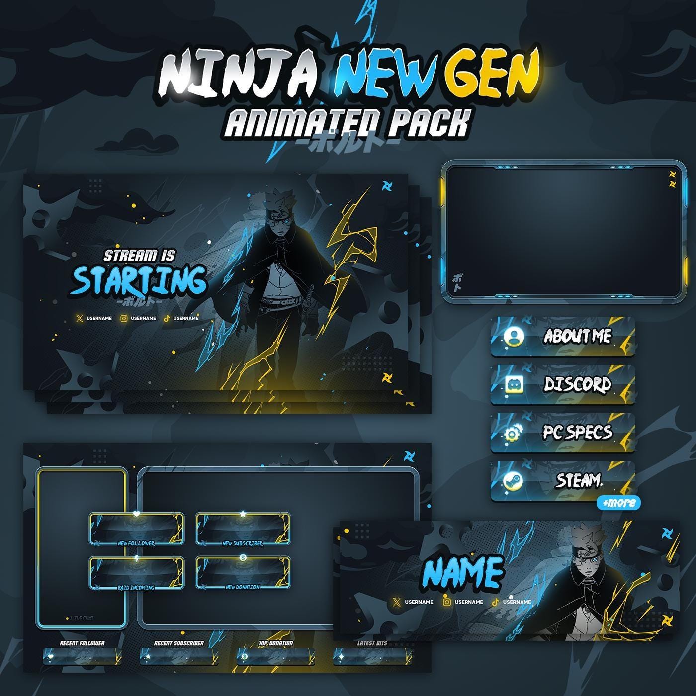 Ninja Next Gen Anime, Animated Stream Pack | Animated Screens, Facecam ...