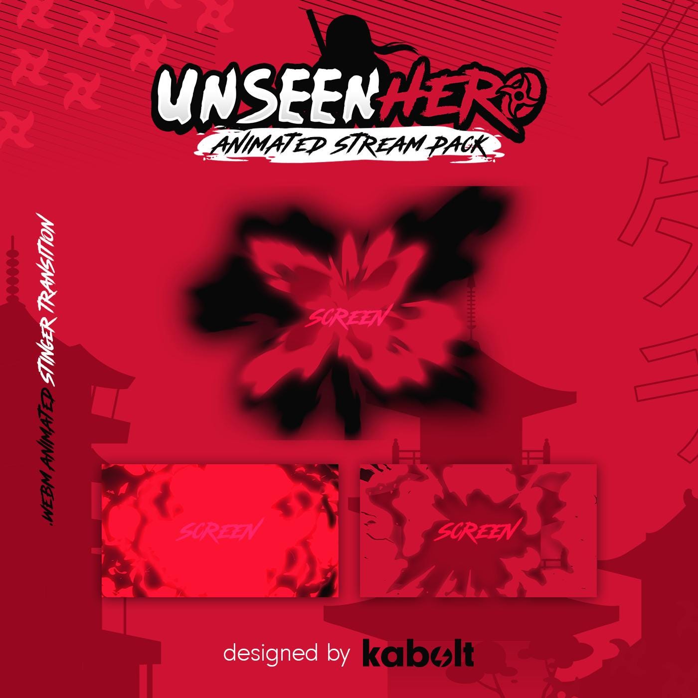 Unseen Hero Animated Stream Pack, Screens, Facecam, Panels, Alerts, for ...