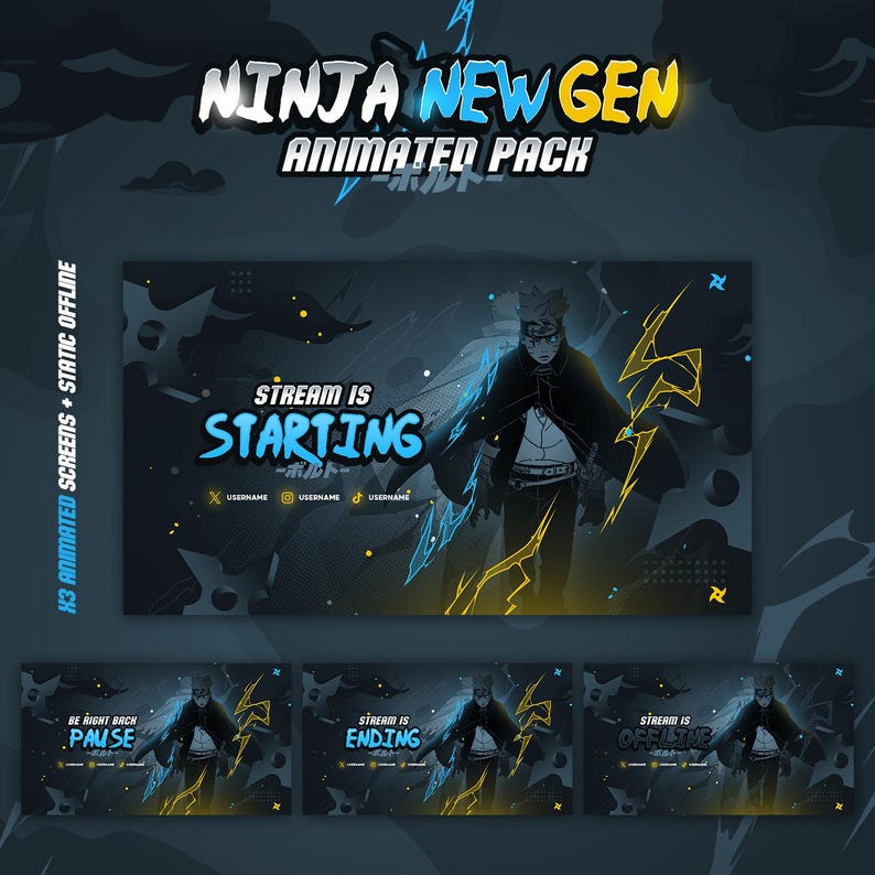 Ninja Next Gen Anime, Animated Stream Pack | Animated Screens, Facecam ...