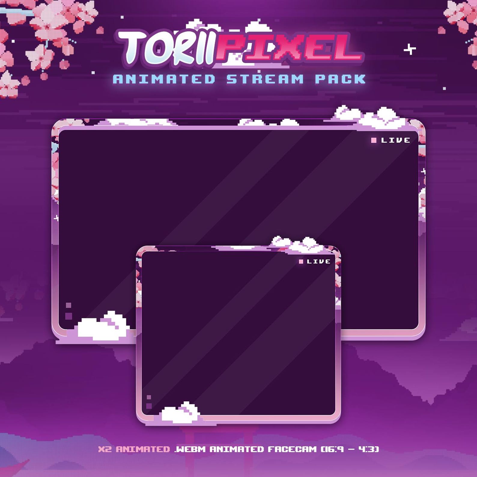 Torii Pixel Bitmap, Animated Stream Pack | Animated Screens, Facecam ...