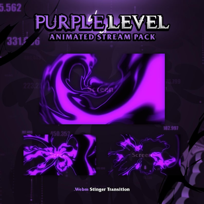 Purple Level Animated Stream Pack, Screens, Facecam, Panels, Alerts ...
