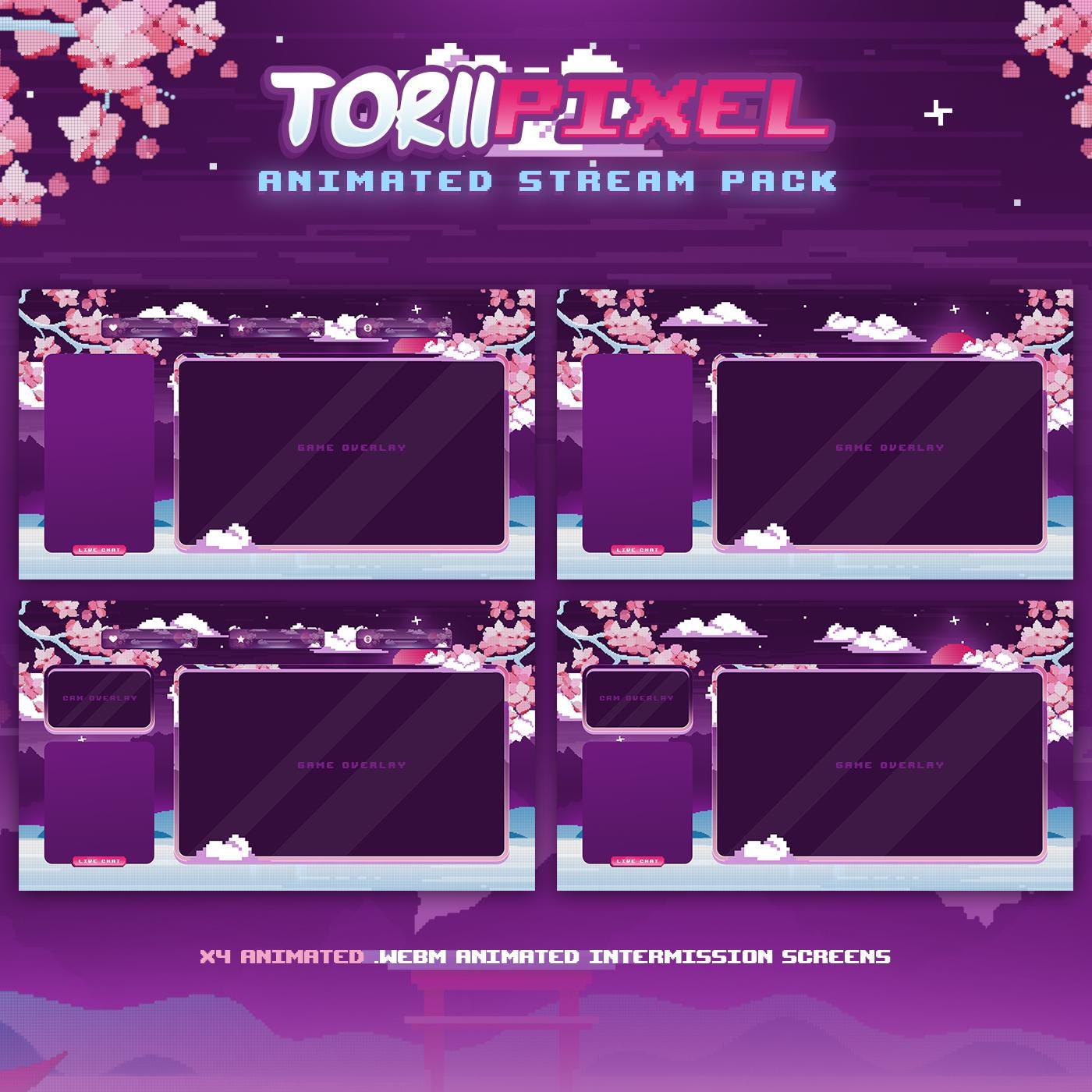 Torii Pixel Bitmap, Animated Stream Pack | Animated Screens, Facecam ...