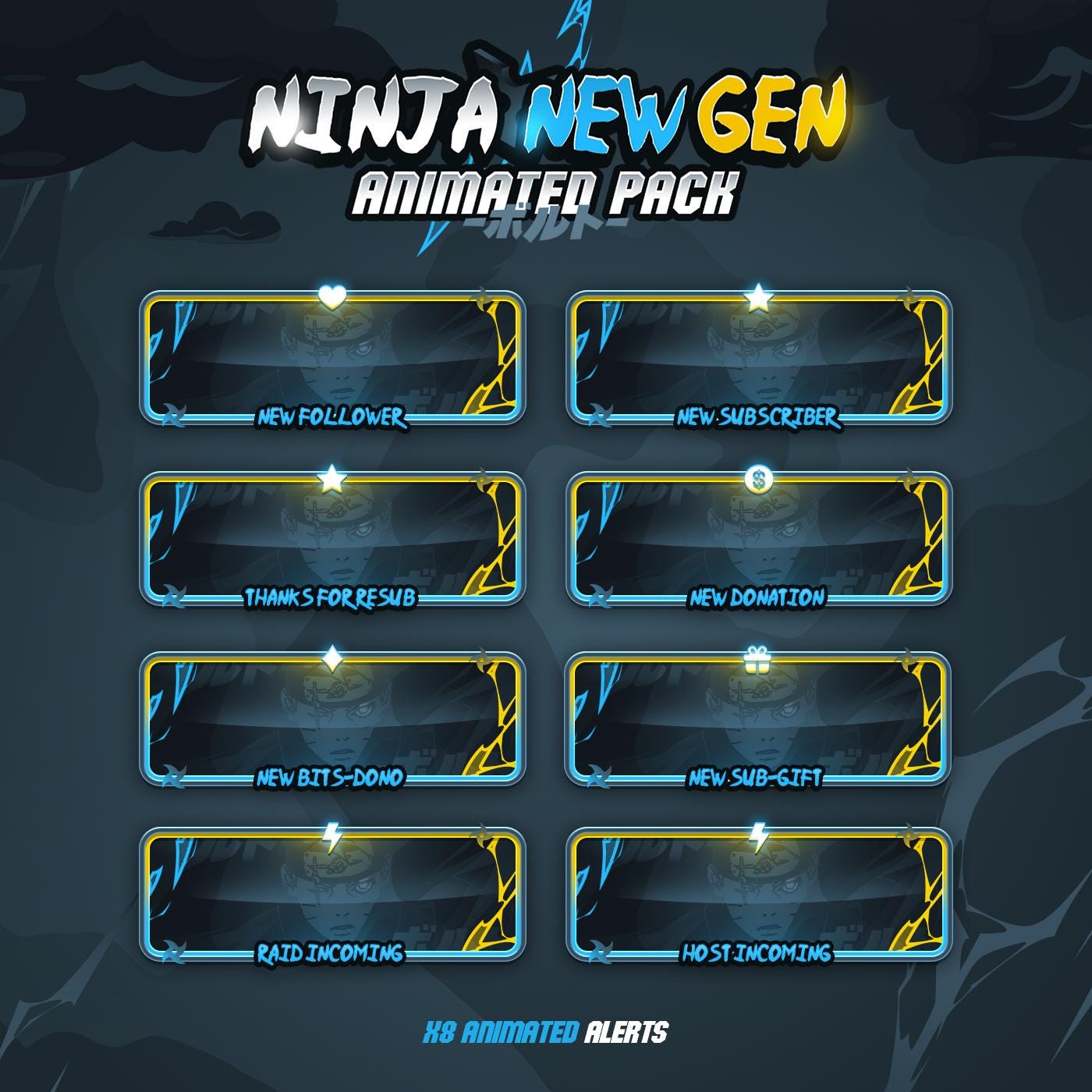 Ninja Next Gen Animated Stream Pack, Screens, Facecam, Panels, Alerts ...