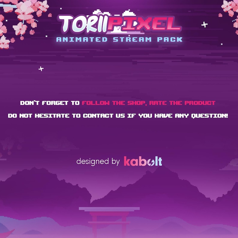 Torii Pixel Bitmap, Animated Stream Pack | Animated Screens, Facecam, Panels, Transition, Alerts ...