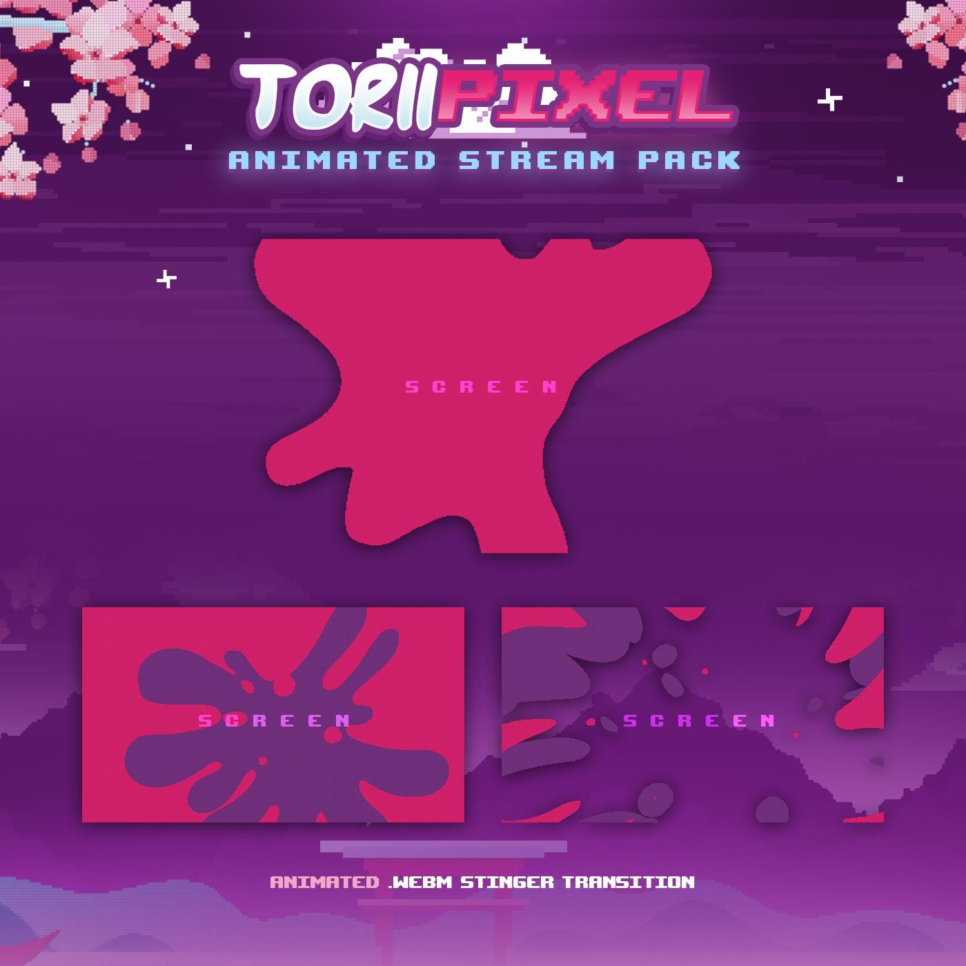 Torii Pixel Bitmap, Animated Stream Pack | Animated Screens, Facecam ...