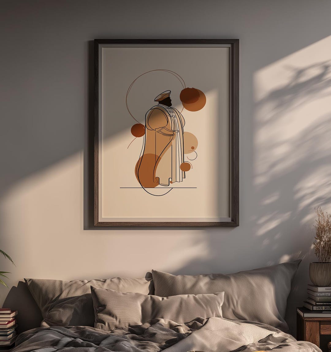 Henry VIII Wall Art: Boho Scandi Line Drawing - Earth Tones - Etsy