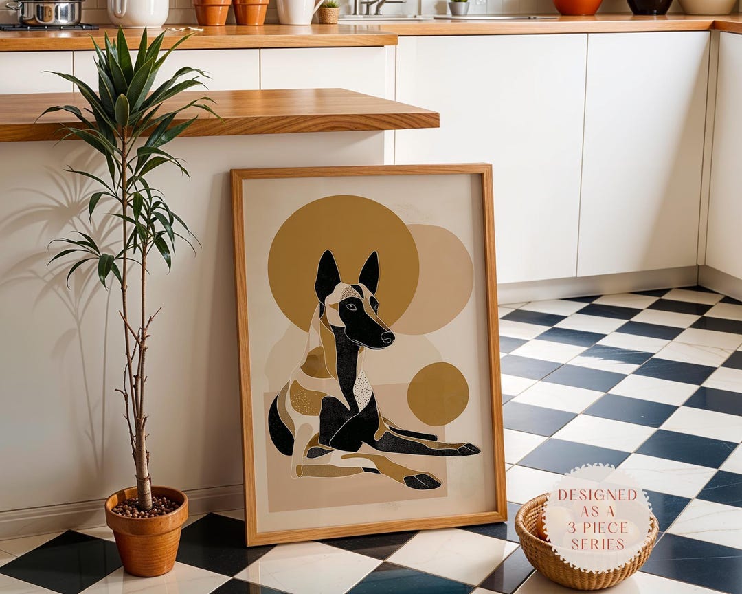 Belgian Malinois Dog Graphic Line Art – Earthy Wabi Sabi Modern ...