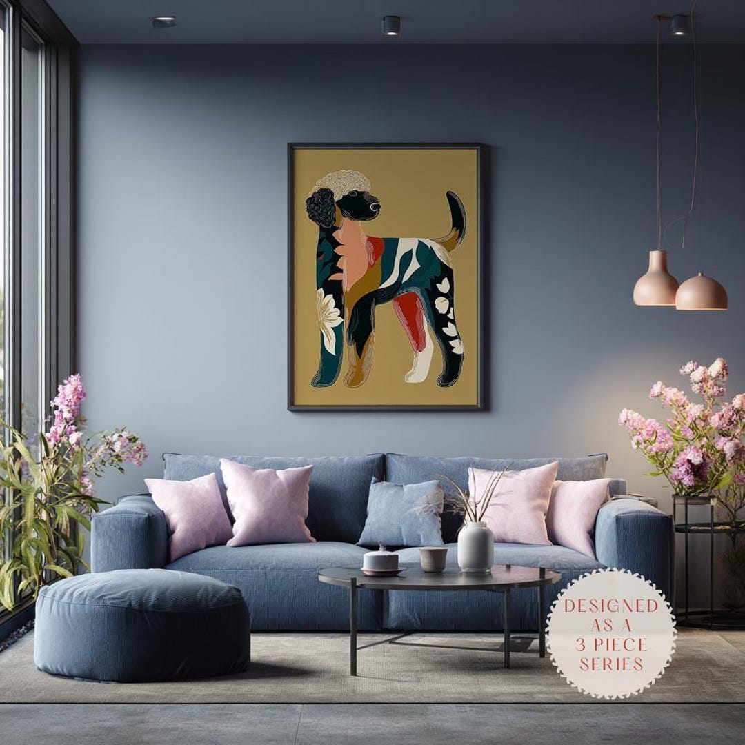 Lagotto Romagnolo Dog Wall Art - Abstract Bohemian Design, Pet ...