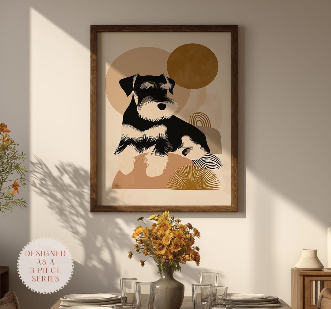 Miniature Schnauzer Dog Graphic Line Art – Earthy Wabi Sabi Modern ...