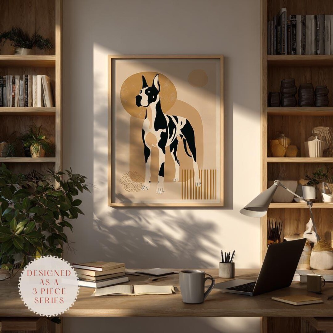 Great Dane Dog Artwork – Abstract Graphic Line Art, Modern Pet Decor - Etsy