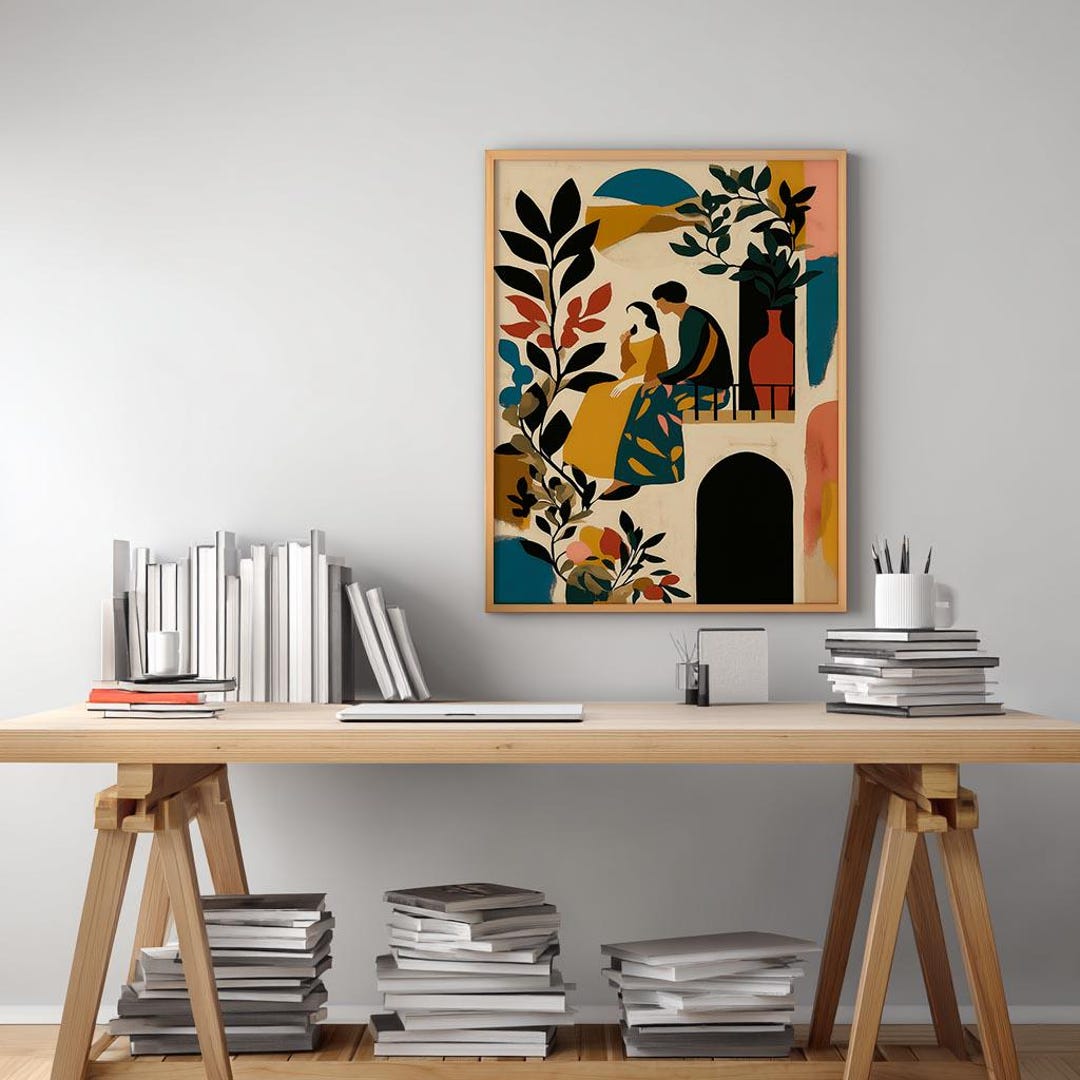 Romeo and Juliet Wall Art: Boho Earth Tones - Hand Drawn Style - Etsy