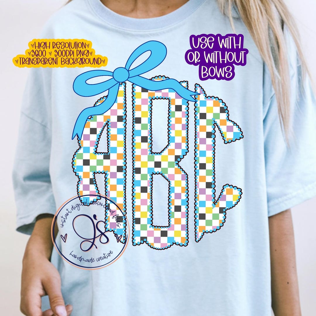Preppy Checker Monogram Set PNG, Pastel Checker Monogram Png, Easter ...
