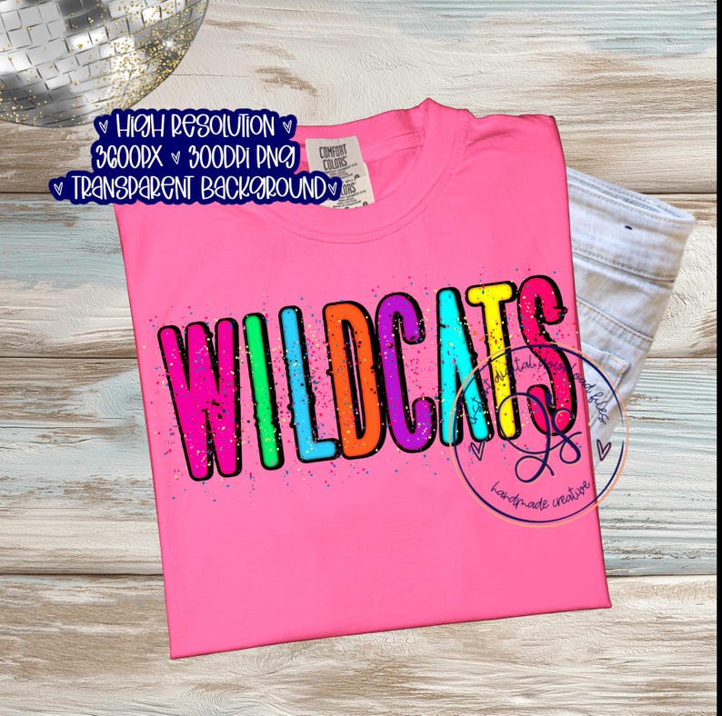 Wildcats Splatter Png, Go Wildcats Png, Neon Wildcats Mascot Png, Bright Mascot Png, Bright ...