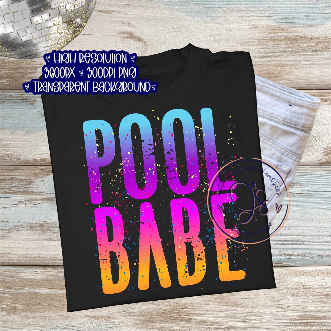 Pool Babe PNG, Preppy Pool Png, Splatter Neon Summer Pool Png, Summer ...