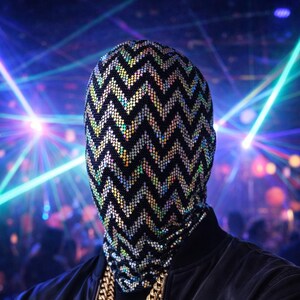 Black Holographic Full-face Techwear Mask – Semi-sheer Balaclava for ...