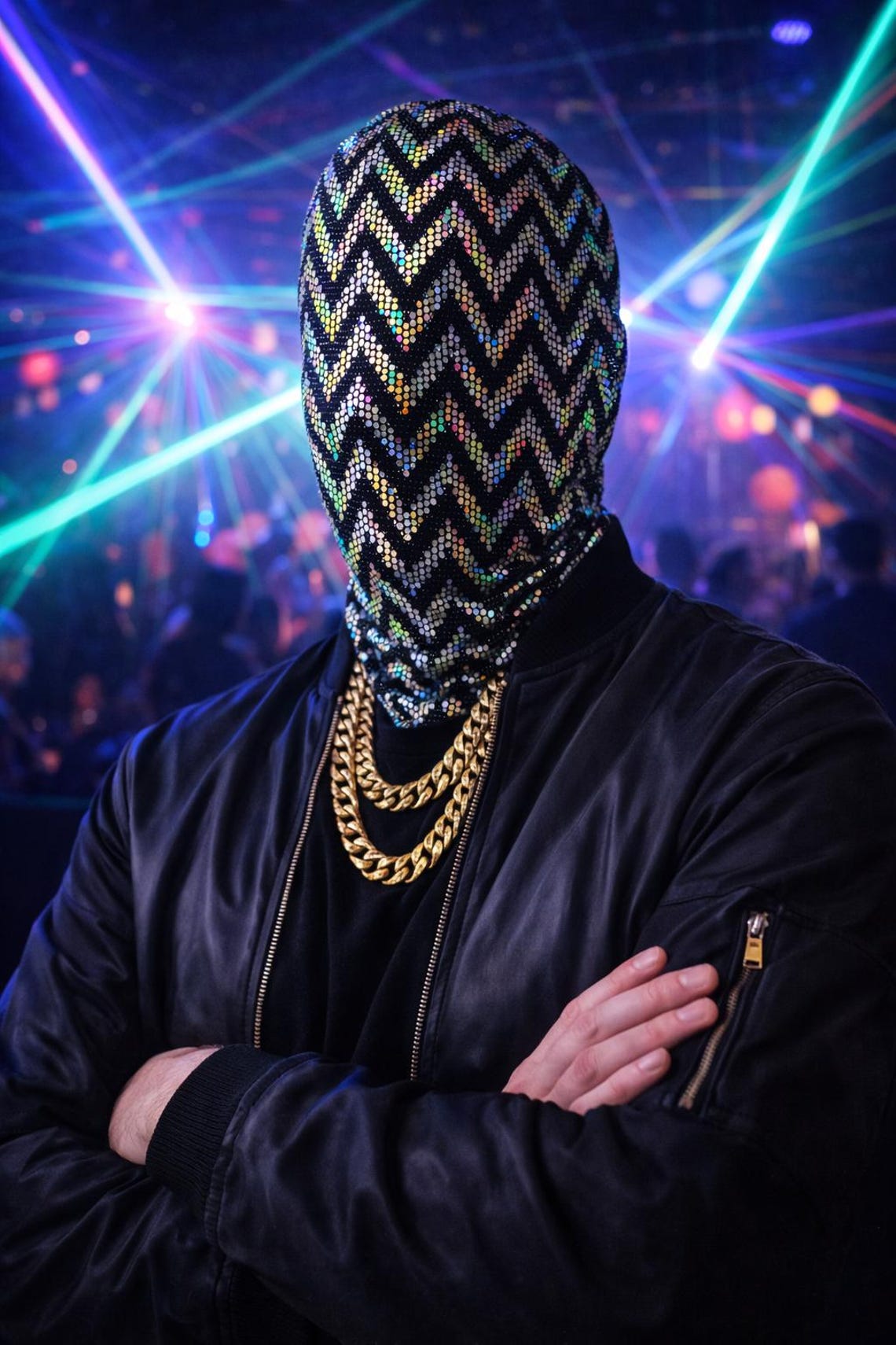 Black Holographic Full-face Techwear Mask – Semi-sheer Balaclava for ...