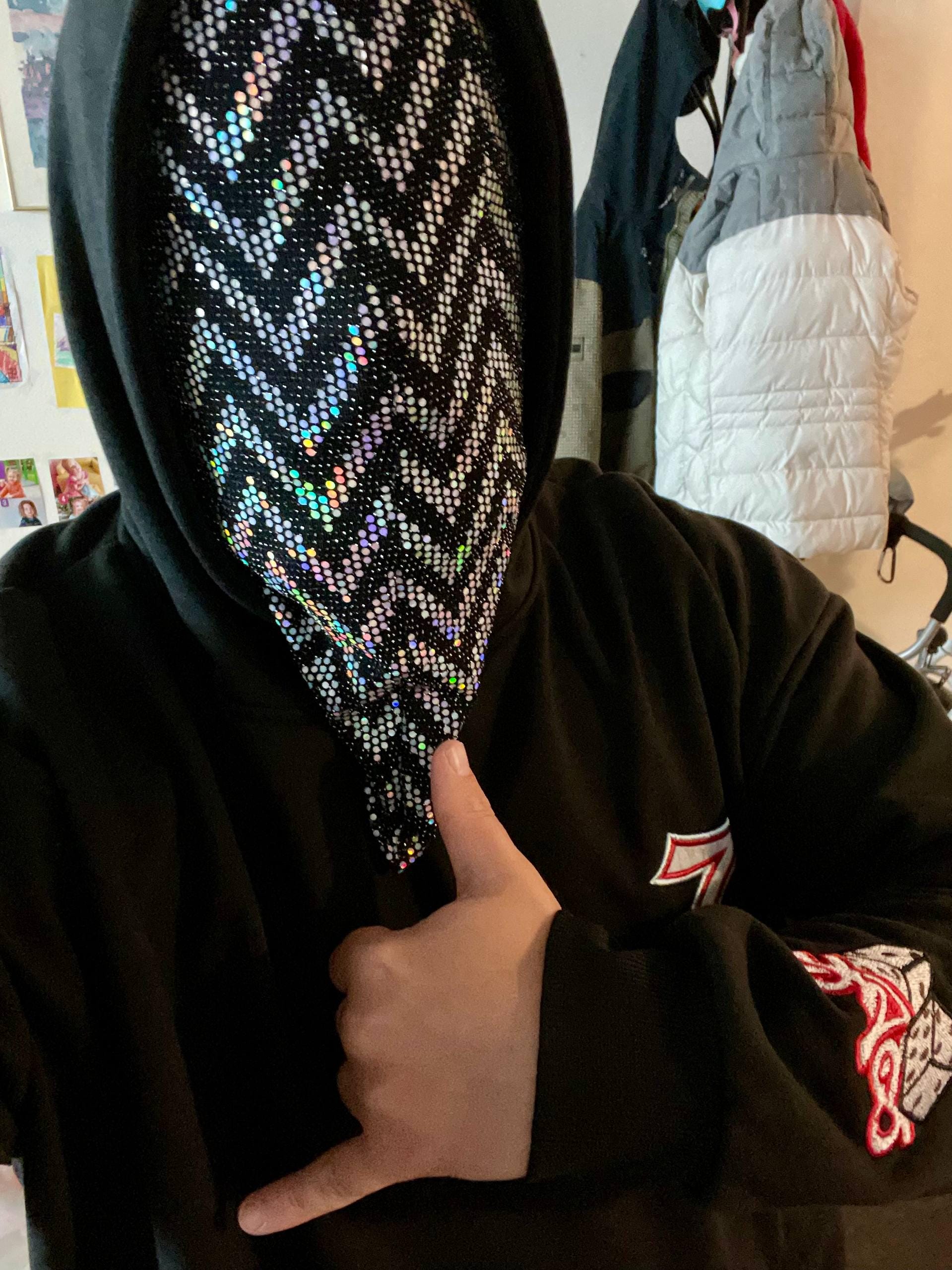 Black Holographic Full-face Techwear Mask – Semi-sheer Balaclava for ...