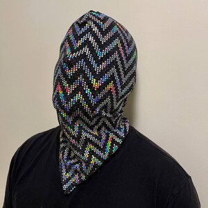 Black Holographic Full-face Techwear Mask – Semi-sheer Balaclava for ...