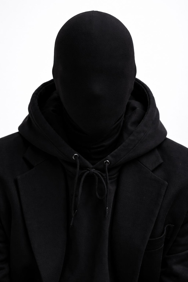 Black Stretch Fabric Face Cover | Minimalist Anonymous Mask - Etsy
