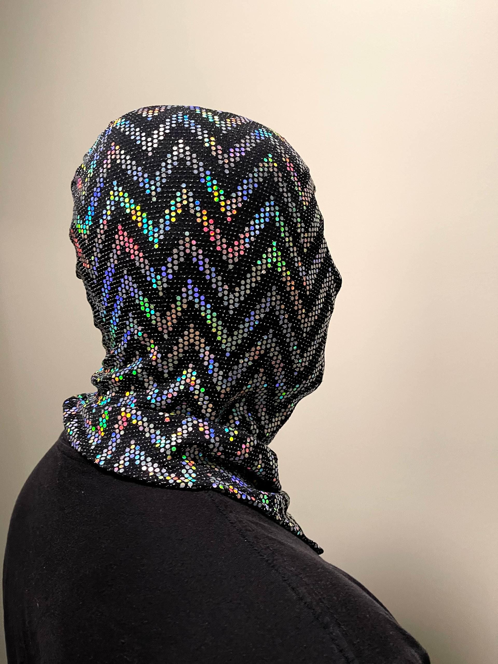 Black Holographic Full-face Techwear Mask – Semi-sheer Balaclava for ...