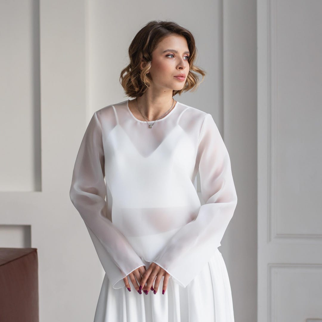 Organza Bridal Topper, Organza Topper Long Sleeve Maxi, Organza Bolero ...