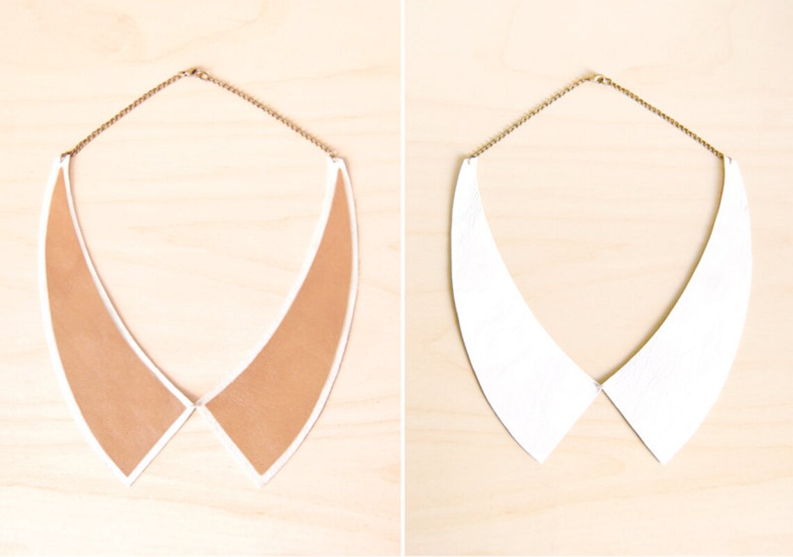 Peter Pan Collar Necklace Reversible Leather Necklace - Etsy