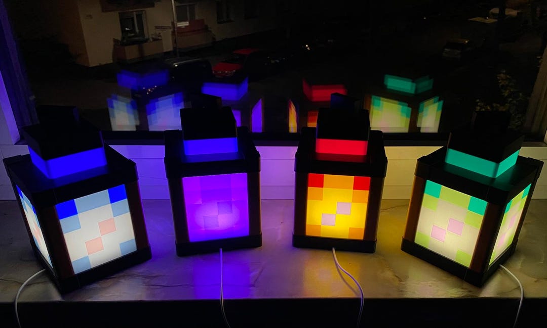 Pixel Art Lantern – Retro LED Night Light – Minecraft-style Gaming ...