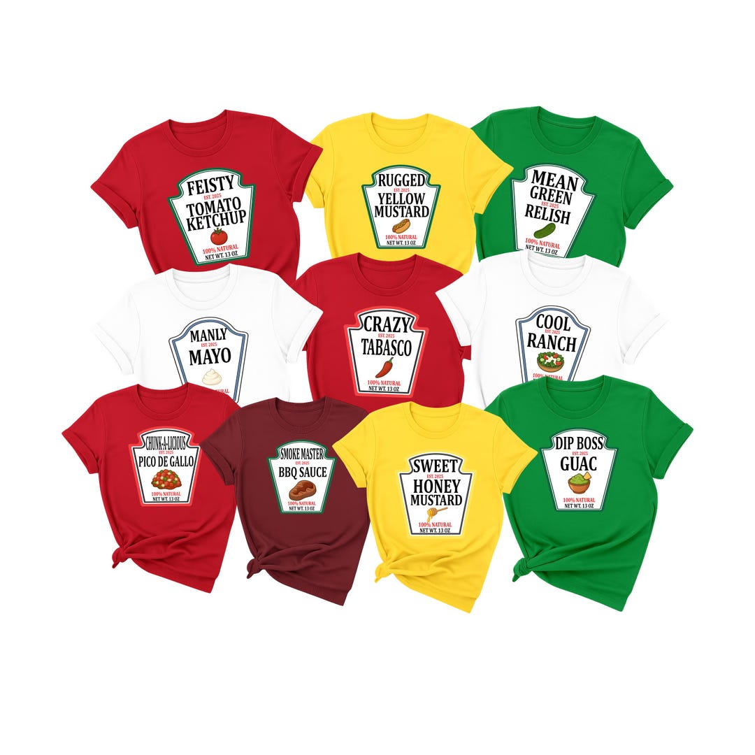 Group Costumes, Matching Condiments T-shirts, Ketchup Mustard Relish ...