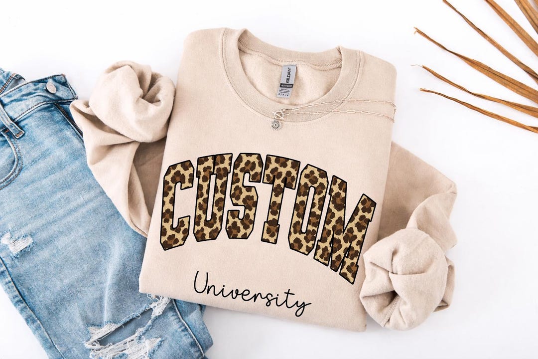 Custom Leopard Print College Sweatshirt Merch With Your University ...