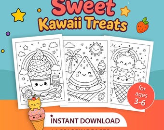 Kawaii Dessert Coloring Pages – 16 Cute Food Characters (PDF Download ...