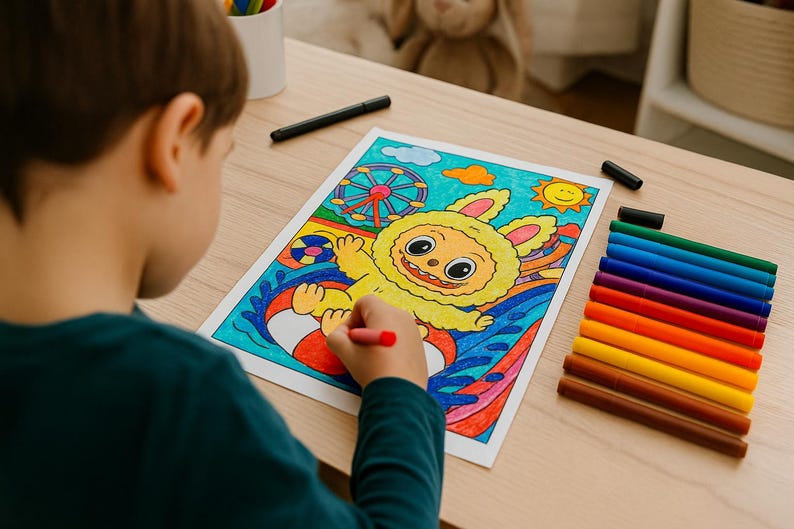 Labubu Inspired Coloring Pages for Kids | 15 Printable Coloring Sheets ...